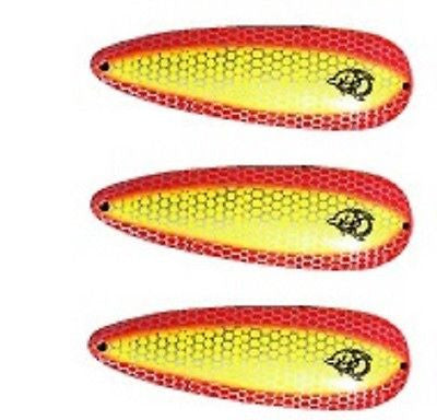 Three Eppinger Huskie Junior Chartreuse Orange Fishing Spoons 2 oz 4 1 ...